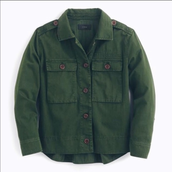 J. Crew | Jackets & Coats | J Crew Garmet Dyed Safari Jacket Green ...